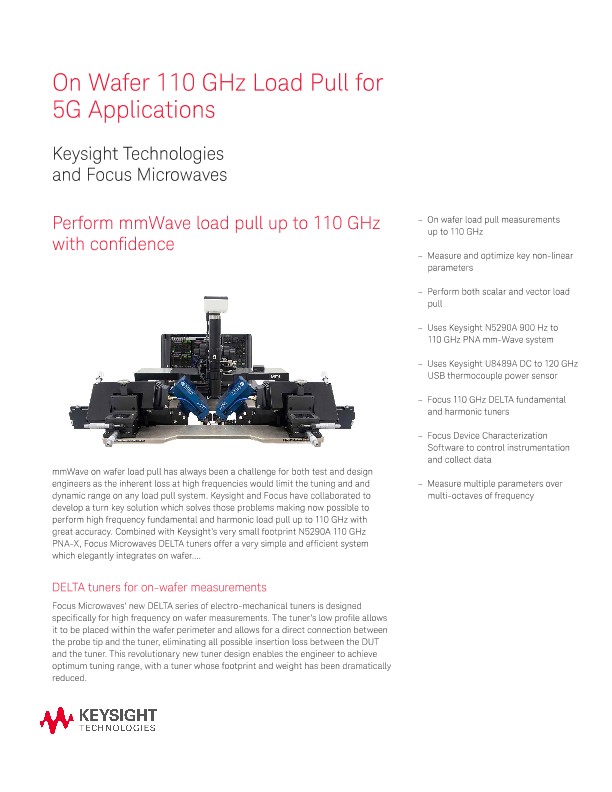 On Wafer 110 GHz Load Pull for 5G Applications PDF Asset Page | Keysight